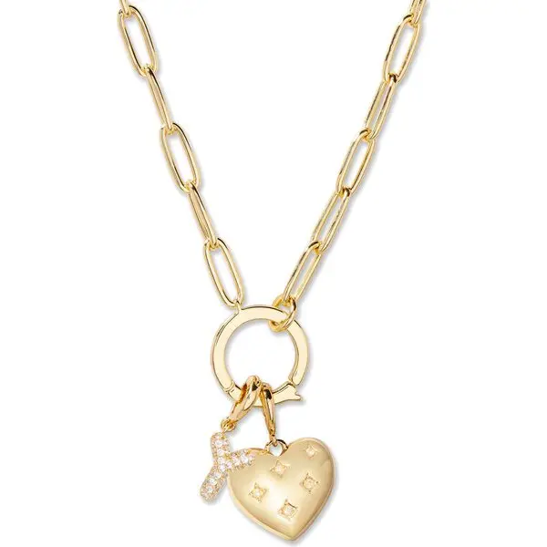 BROOK & YORK Lillian Initial Heart Charm Necklace - Gold Y