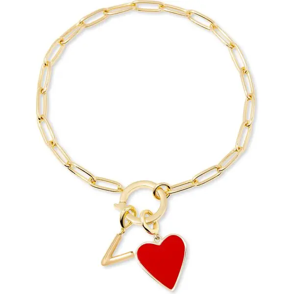 BROOK & YORK Cameron Initial Heart Charm Bracelet - Gold V