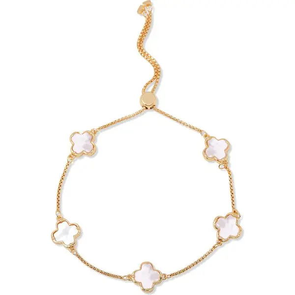 BROOK & YORK Mother-of-pearl Clover Station Bracelet - Gold