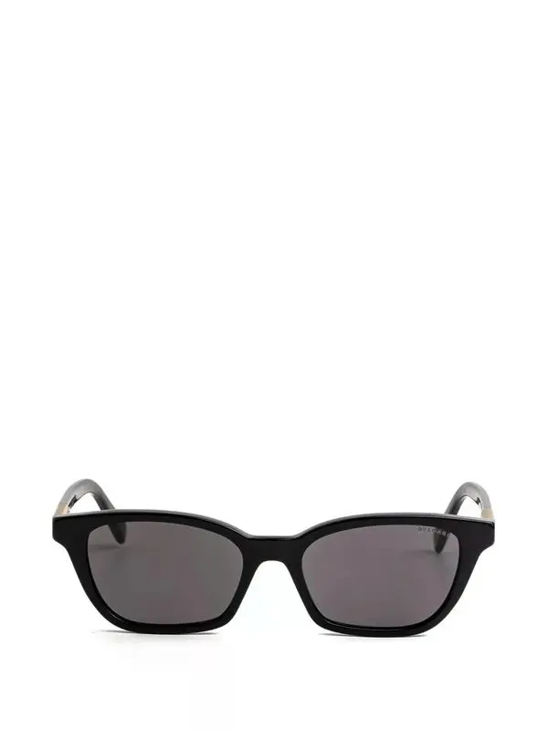 BVLGARI Rectangle Frame Sunglasses With Gold Tone Detailing - Black