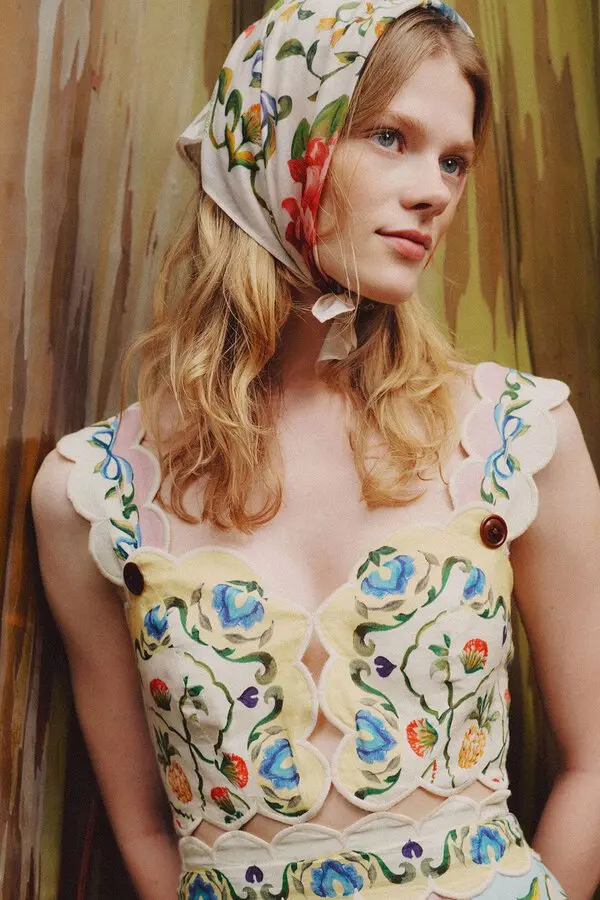 Farm Rio Petal Scarf - Cream