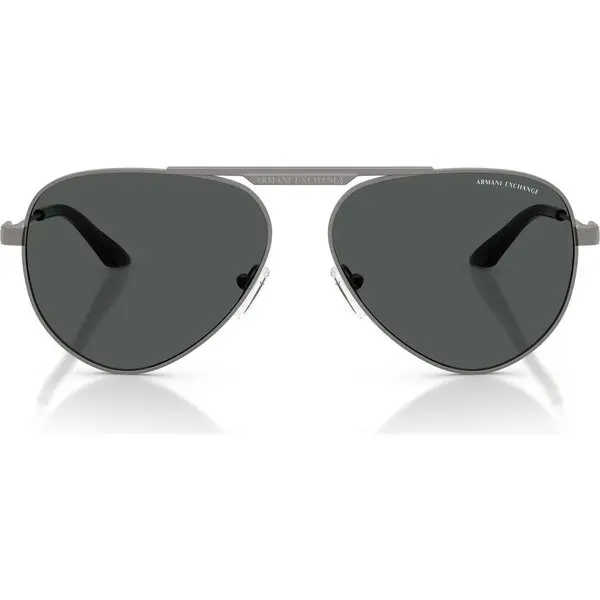 Armani Exchange Aviator Sunglasses - Matte Gunmetal/dark Grey