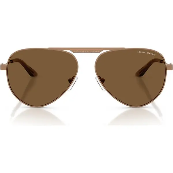 Armani Exchange Aviator Sunglasses - Matte Rose Gold/brown