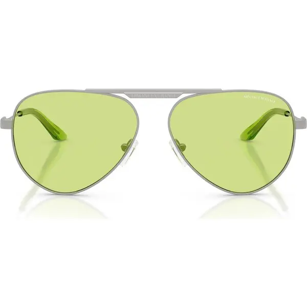 Armani Exchange Aviator Sunglasses - Matte Silver/green