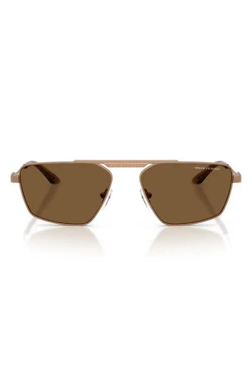 Armani Exchange Aviator Sunglasses - Matte Rose Gold/brown