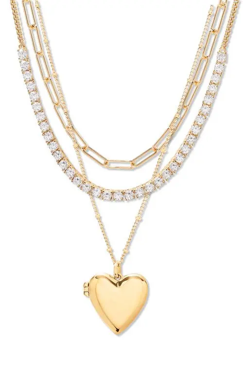 BROOK & YORK Isabella Layered Necklace Set With Heart Locket - Gold