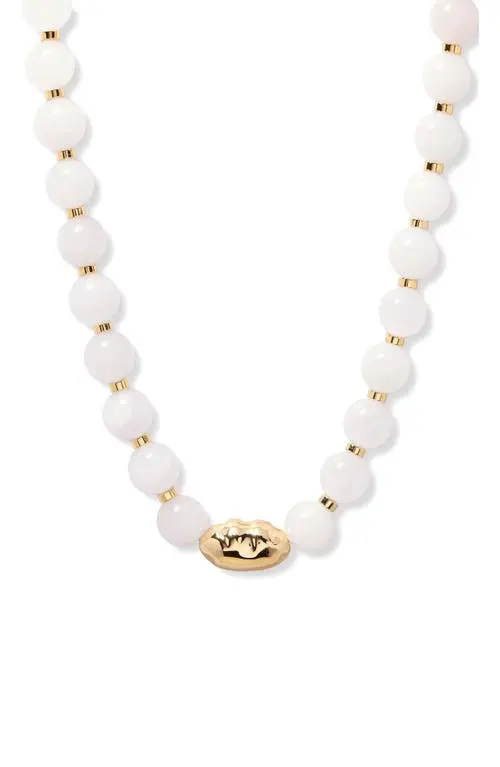 BROOK & YORK Cora Jade Beaded Necklace With Gold Stations - Gold/white