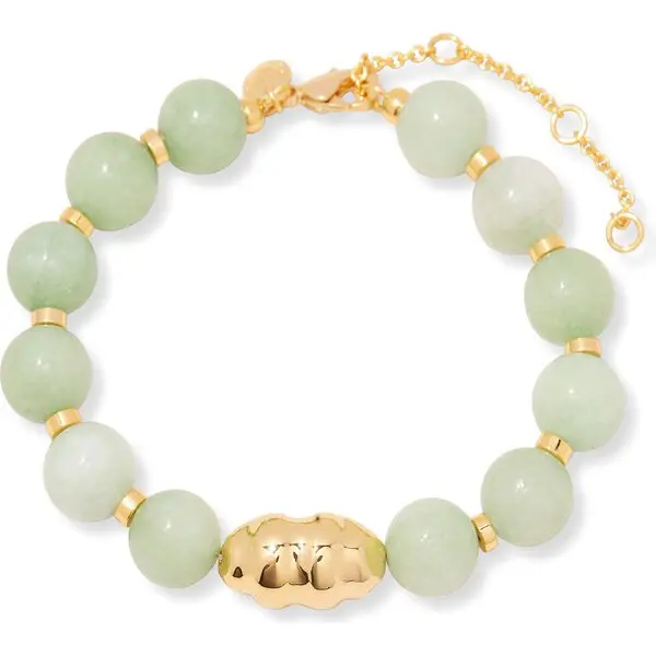 BROOK & YORK Cora Beaded Jade Bracelet - Gold/jade
