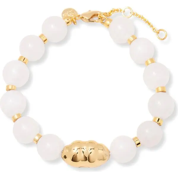 BROOK & YORK Cora Beaded Jade Bracelet - Gold/white