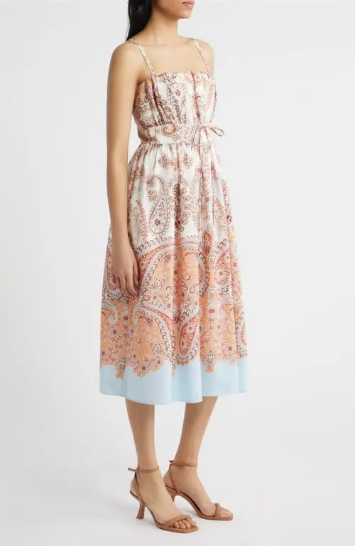 Eliza J Sleeveless Paisley Print Midi Dress