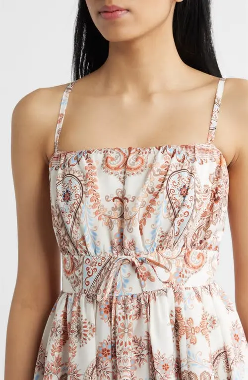 Eliza J Sleeveless Paisley Print Midi Dress