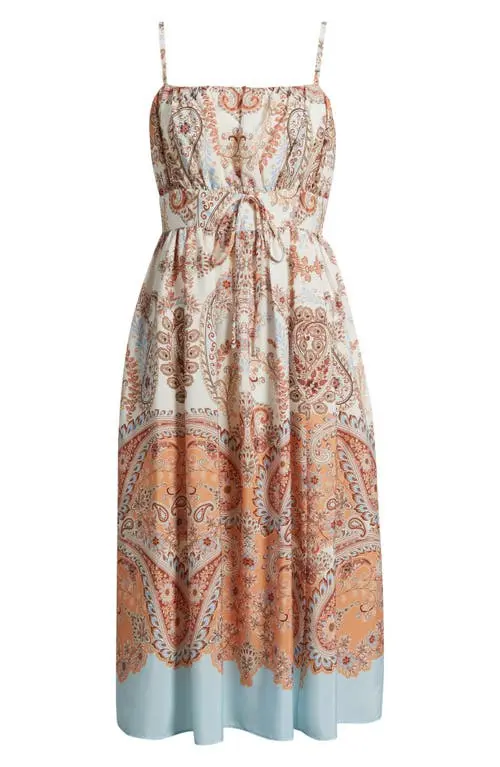 Eliza J Sleeveless Paisley Print Midi Dress