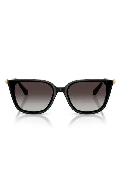 SWAROVSKI Oversized Square Sunglasses With Crystal Hinges - Black/gradient Grey