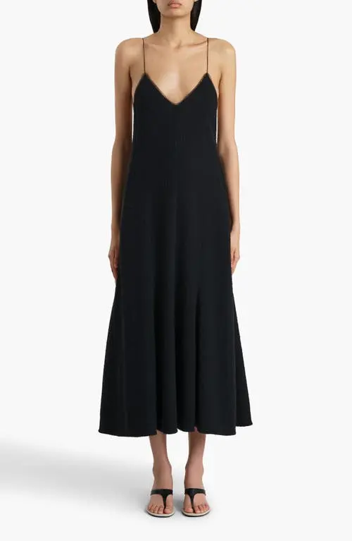 Khaite Iben Slipdress In English Twist Tweed - Black