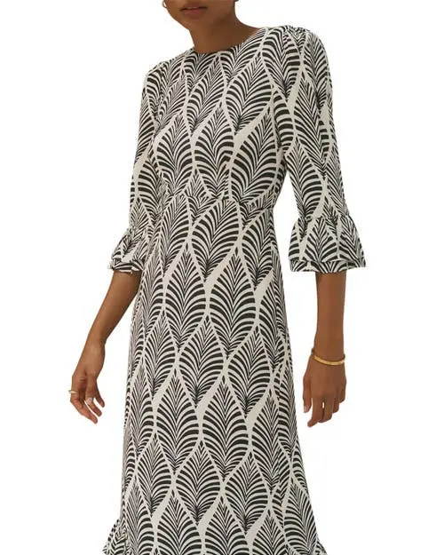 Mint Velvet Printed Ruffle Detail Midi Dress