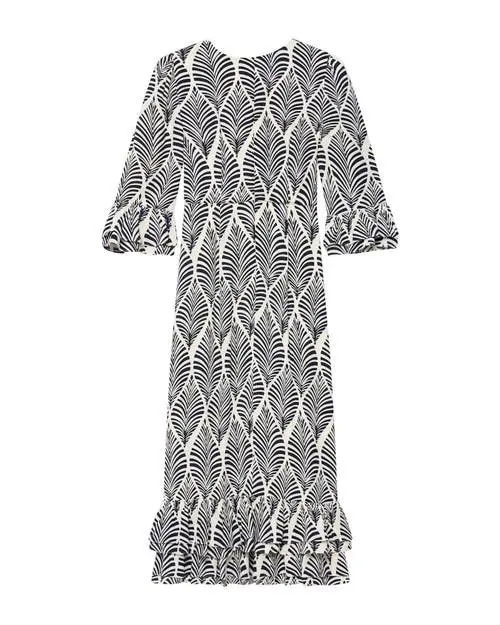Mint Velvet Printed Ruffle Detail Midi Dress