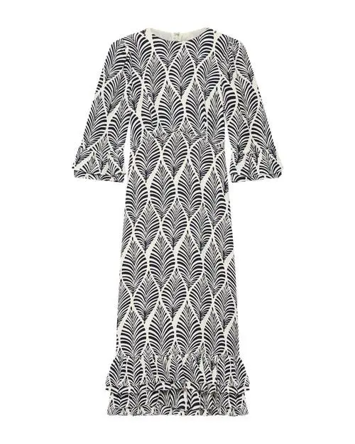 Mint Velvet Printed Ruffle Detail Midi Dress