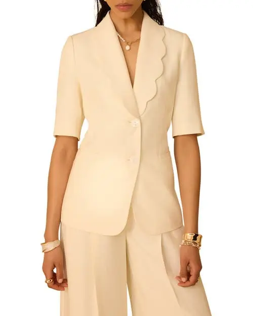Mint Velvet Scallop Front Short Sleeve Blazer