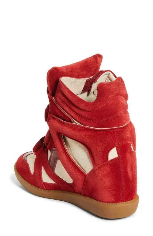 Isabel Marant Étoile Bekett High Top Hidden Wedge Sneakers - Red/chalk