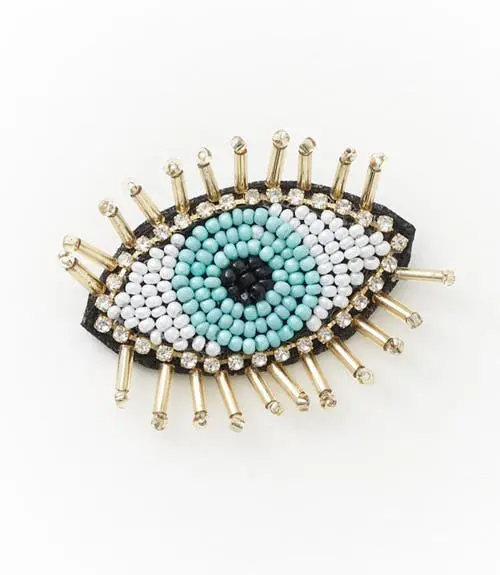 MATR BOOMIE Bala Mani Beaded Evil Eye Brooch Pin - Blue
