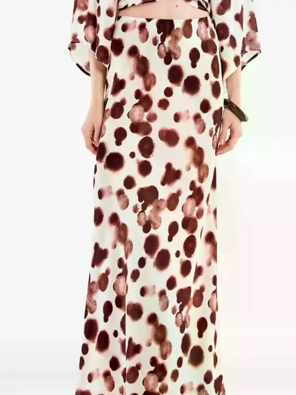 VICOLO Off-white Polka Dot Print High-waisted Maxi Skirt