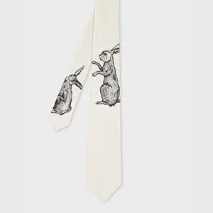 Paul Smith Rabbit' Jacquard Silk Tie - White