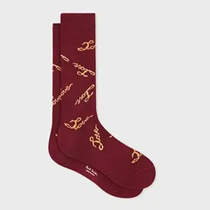 Paul Smith Love" Patterned Crew Socks - Red