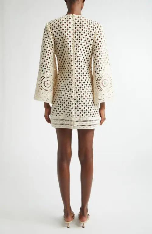 Zimmermann Indra Embroidered Silk Eyelet Minidress