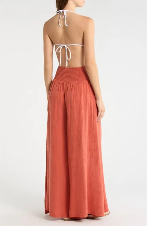 Elan Smocked Waist Palazzo Pants