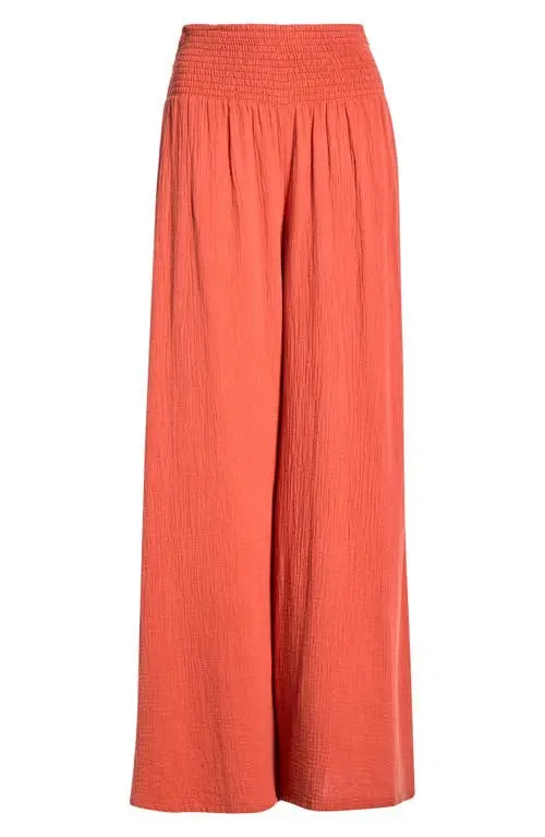 Elan Smocked Waist Palazzo Pants