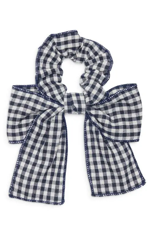 NATASHA Plaid Bow Scrunchie - Navy
