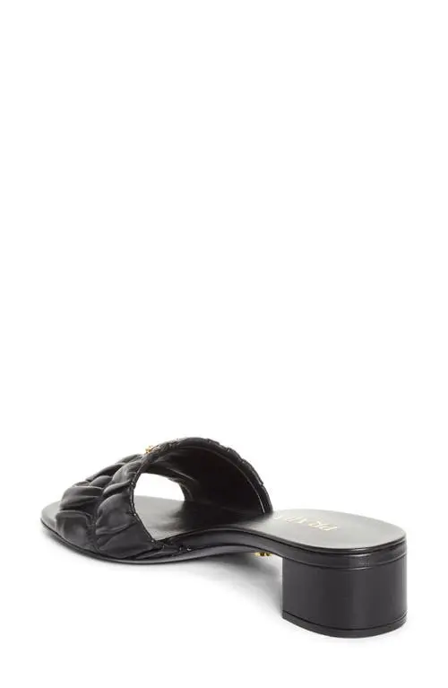 Prada Ruched Logo Sandal - Nero