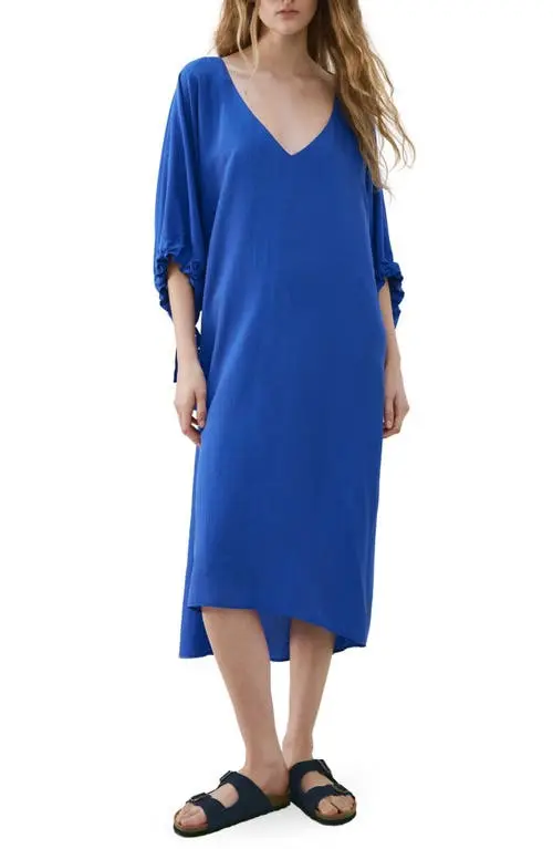 Mango Silk Puff Sleeve V-neck Nightgown - Blue