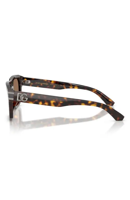 Dolce & Gabbana Rectangular Full Rim Sunglasses - Havana/dark Brown