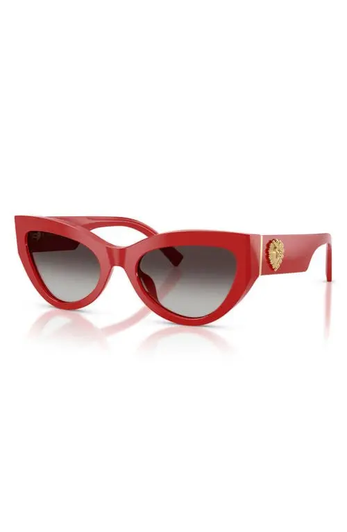 Dolce & Gabbana Cat Eye Sunglasses With Cuore Devotion Emblem - Full Red/grey Gradient