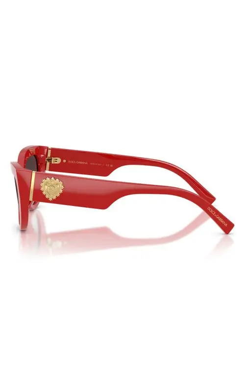 Dolce & Gabbana Cat Eye Sunglasses With Cuore Devotion Emblem - Full Red/grey Gradient