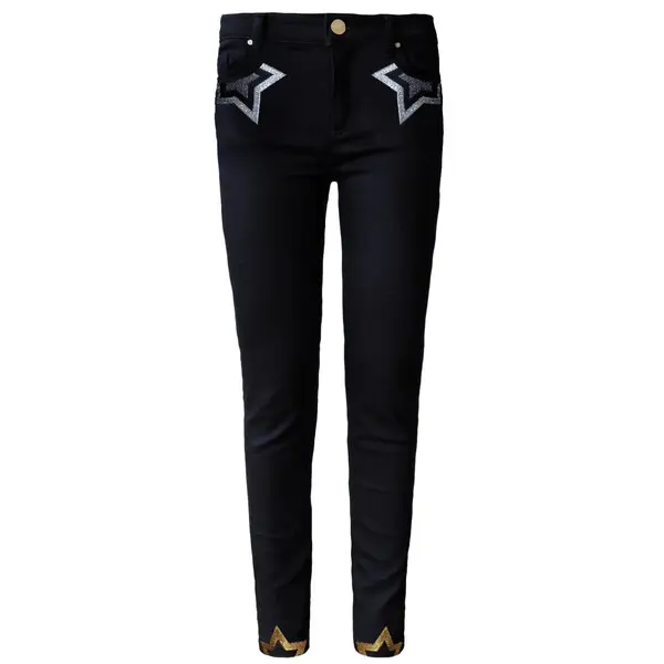 MY PAIR OF JEANS Embellished Slim Jeans - Gold/black/silver