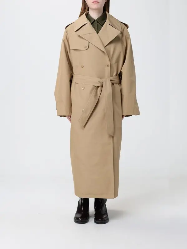 THE FRANKIE SHOP Cotton Blend Oversized Trench Coat - Beige