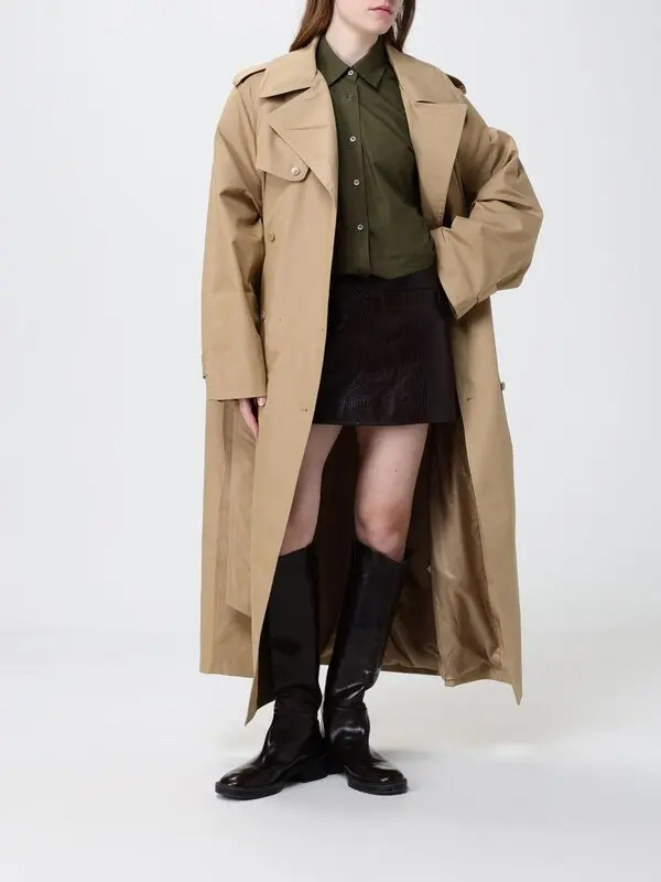 THE FRANKIE SHOP Cotton Blend Oversized Trench Coat - Beige