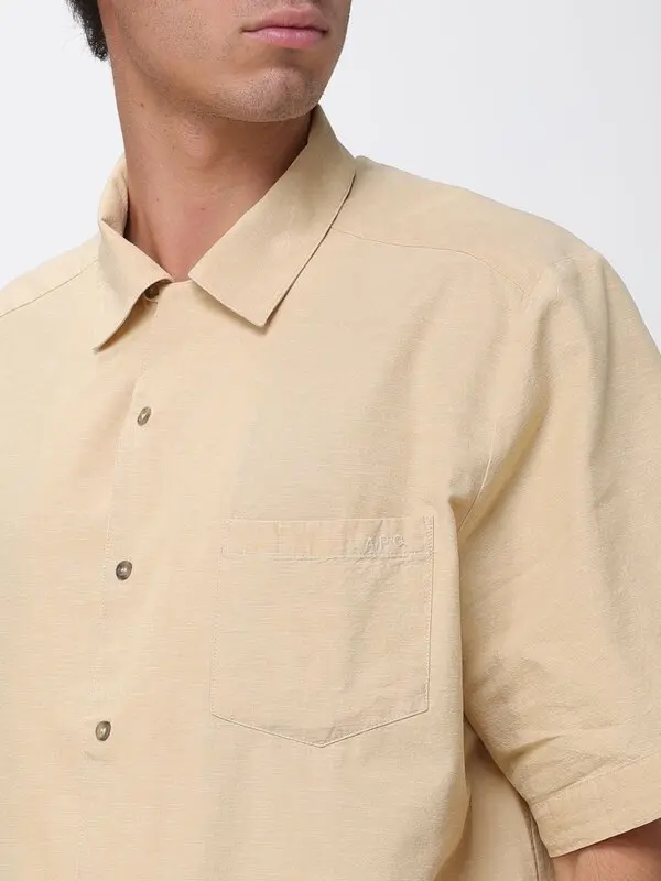 A.p.c. Short Sleeve Collared Shirt - Beige