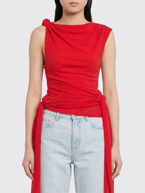 GANNI Asymmetrical Top - Red