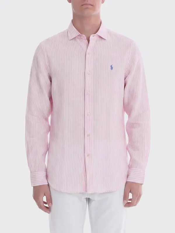 Polo Ralph Lauren Striped Linen Blend Casual Shirt - Pink