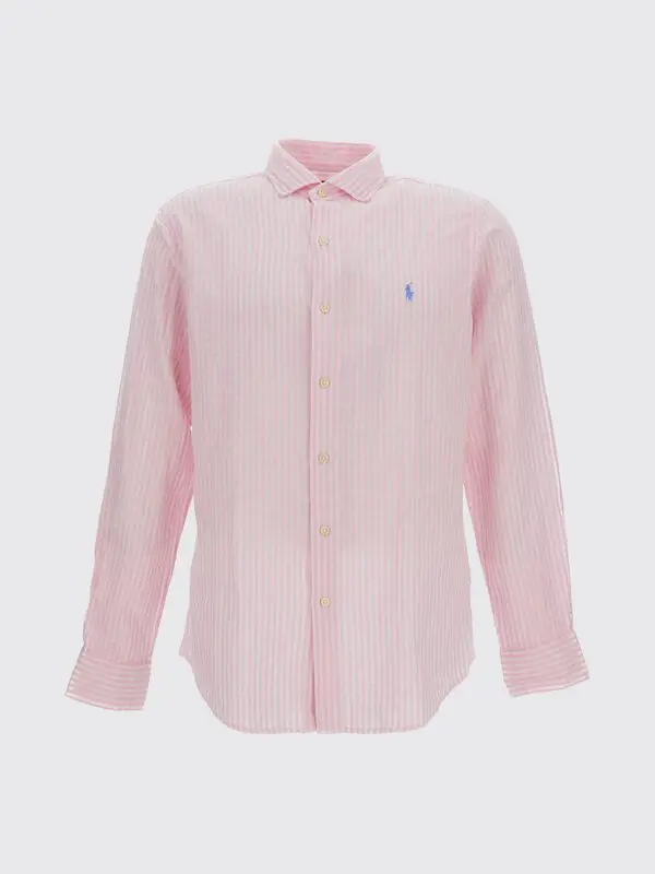 Polo Ralph Lauren Striped Linen Blend Casual Shirt - Pink