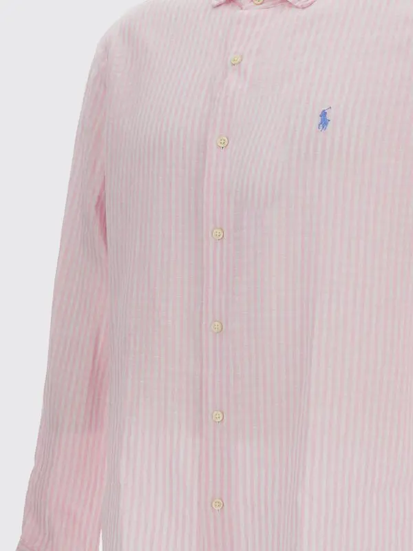 Polo Ralph Lauren Striped Linen Blend Casual Shirt - Pink