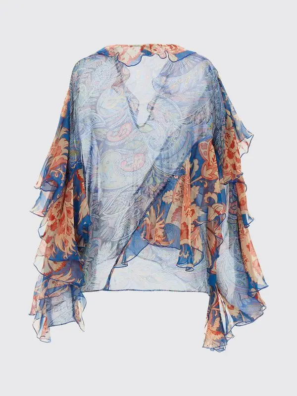 Etro Printed Silk Blouse - Gnawed Blue