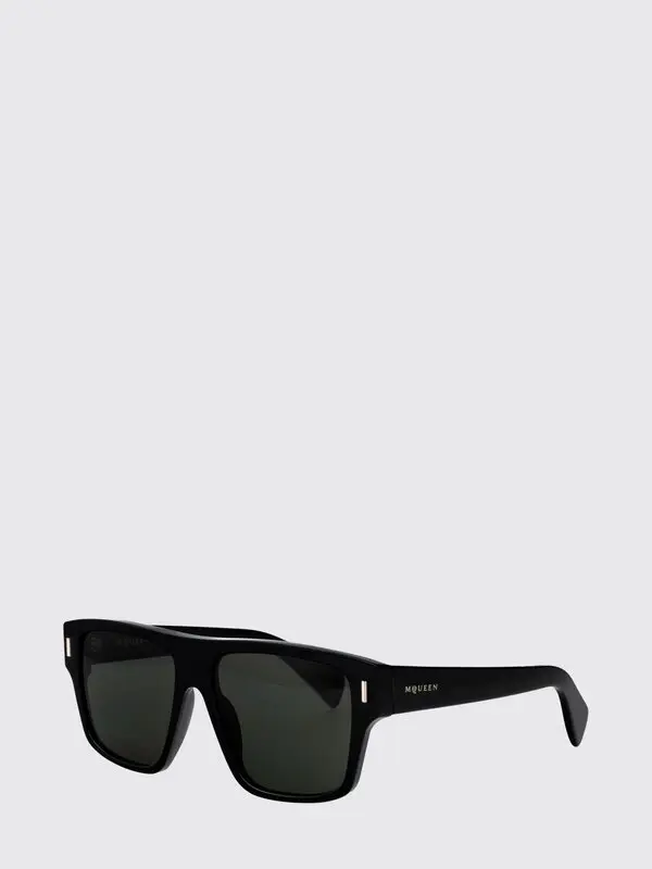 Alexander McQueen Oversized Square Shield Sunglasses In Acetate With Contrast Logo - Black