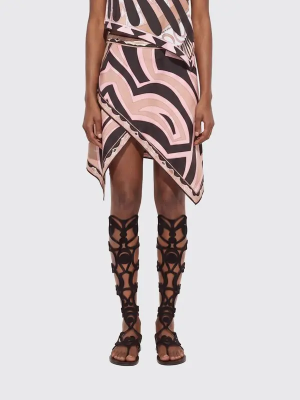 Emilio Pucci Printed Silk Asymmetric Skirt