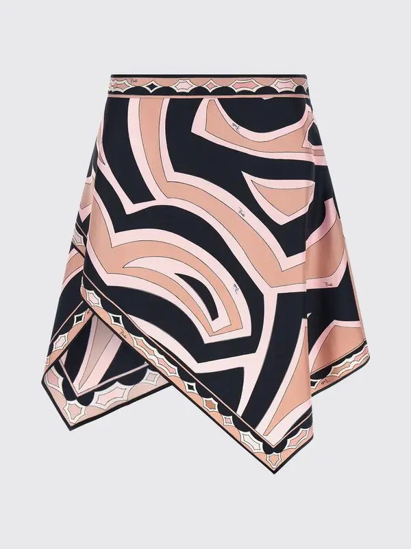 Emilio Pucci Printed Silk Asymmetric Skirt