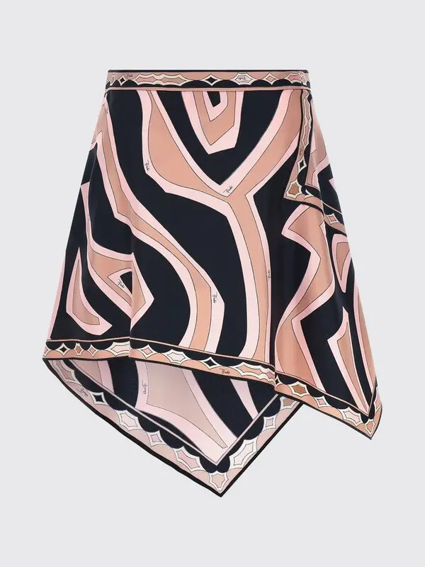 Emilio Pucci Printed Silk Asymmetric Skirt
