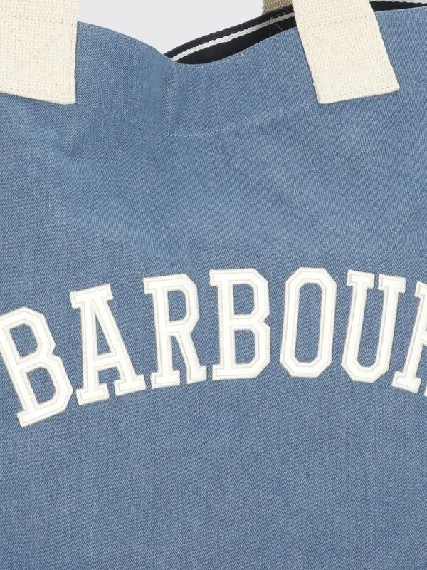 Barbour Emily Cotton Denim Tote Bag With Embroidered Logo - Blue